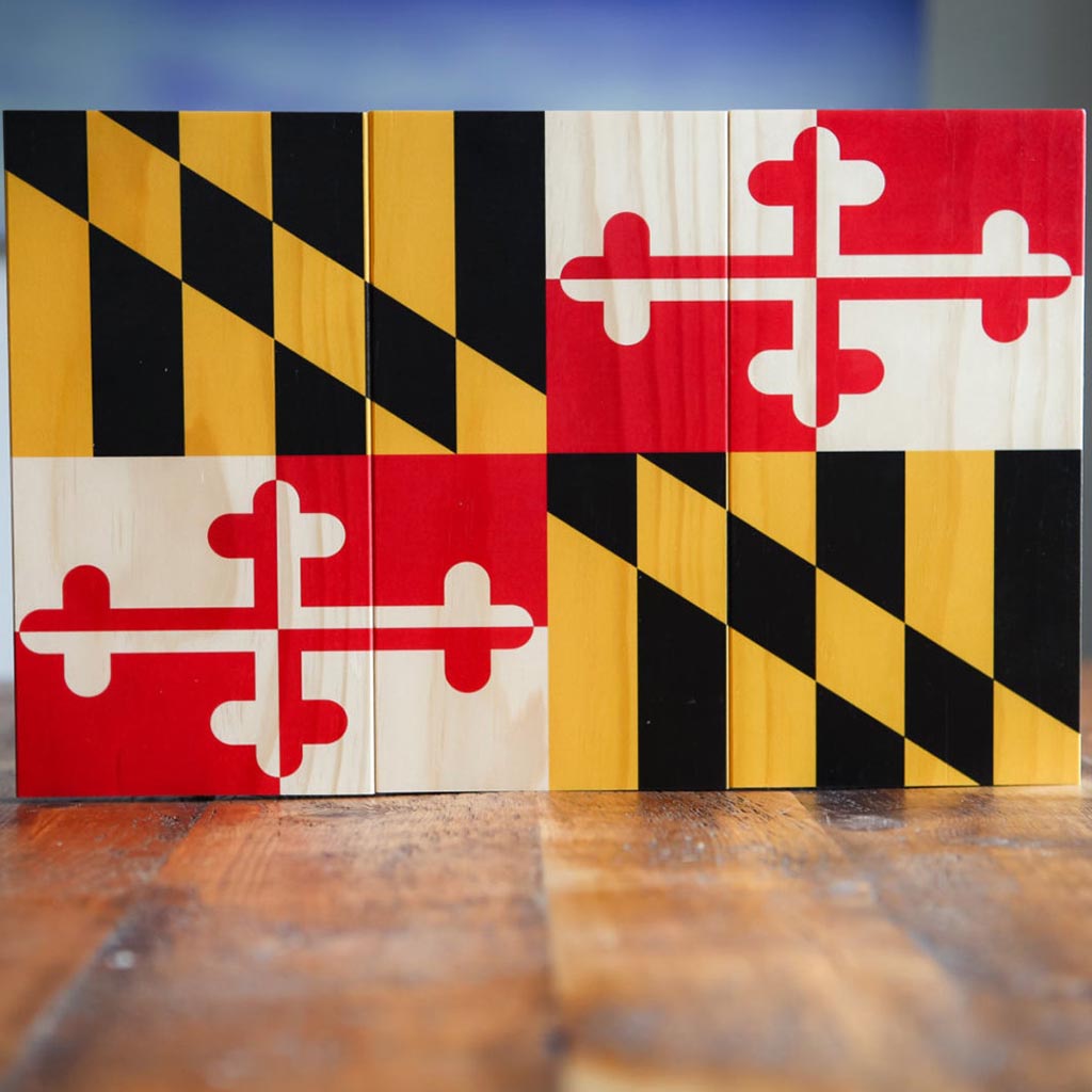 Rustic Maryland Flag Wood Sign – Plak That